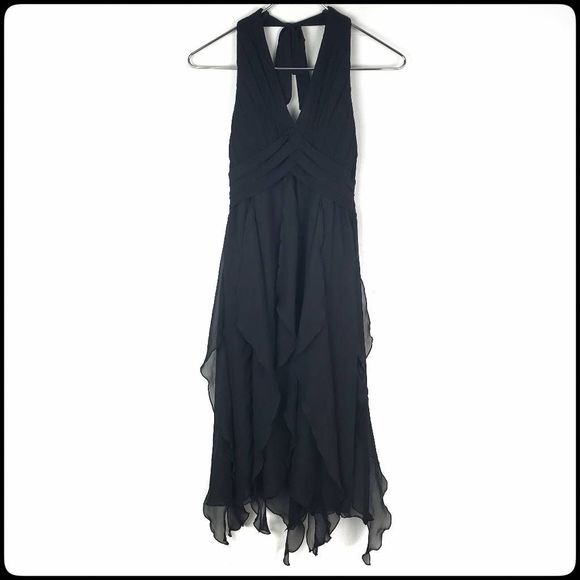 Dresses | Sangria Y2k Black Flowy Box Pleated Halter Top Dress Size 4 ...